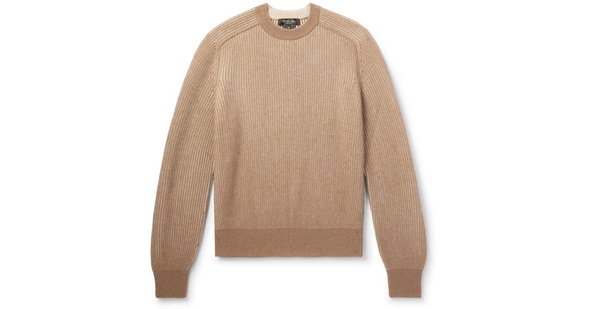 Loro Piana Col D'Olen Waffle-Knit Camel Hair Sweater in Natural for Men ...