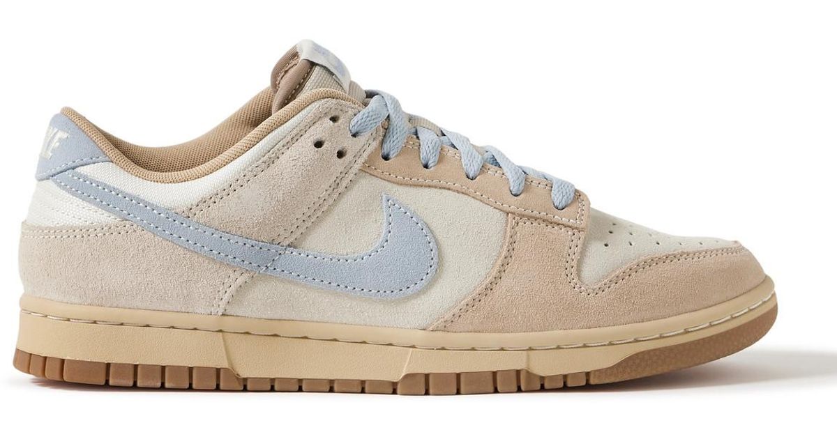Nike Dunk Low Mesh-trimmed Suede Sneakers in White for Men | Lyst