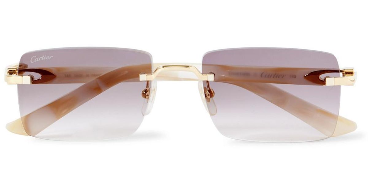 Cartier Signature C Rimless Rectangular-frame Gold-tone And Acetate ...