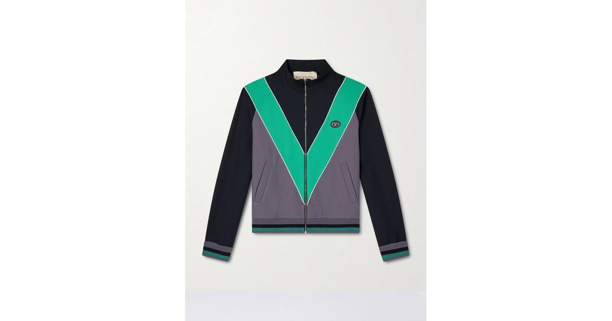 Valentino Garavani Logo-appliquéd Jersey Track Jacket in Black for Men ...