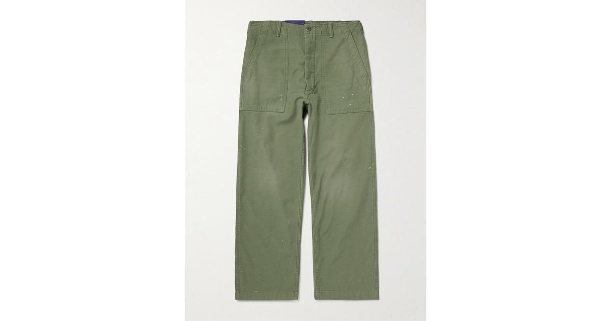 Polo Ralph Lauren Straight-leg Paint-splattered Cotton-sateen Cargo Trousers in Green for Men ...