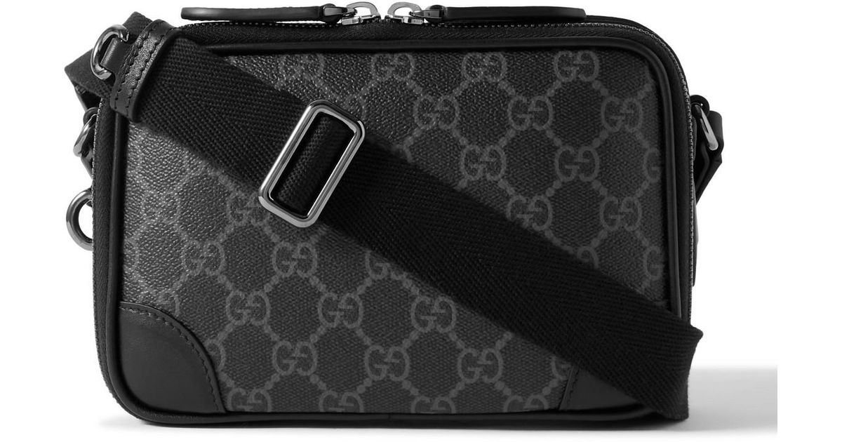 Gucci Mini Leather-trimmed Monogrammed Coated-canvas Messenger Bag in ...