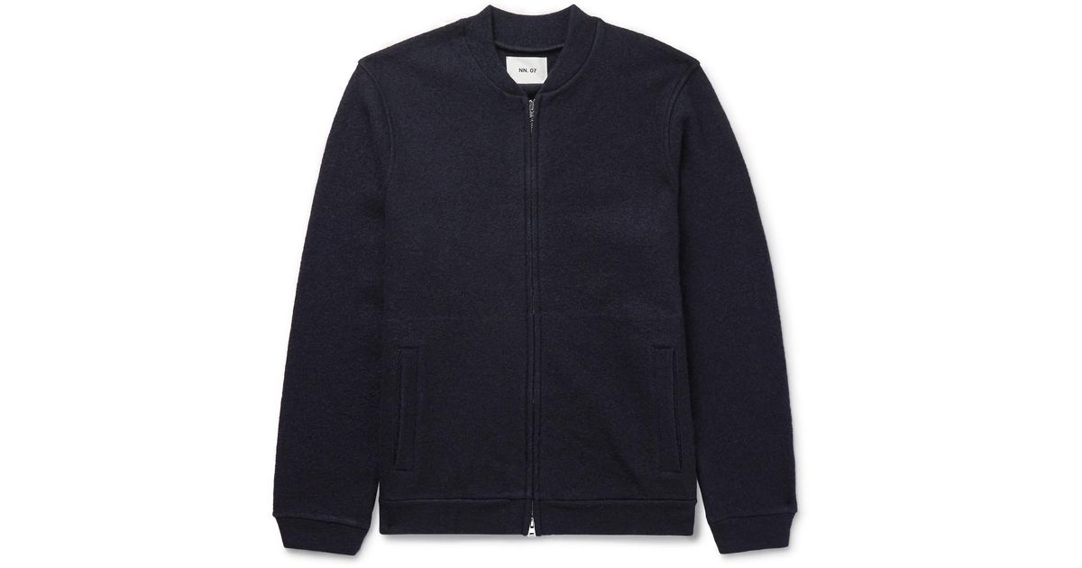 NN07 6398 Boiled Merino Wool Bomber Jacket in Blue for Men | Lyst