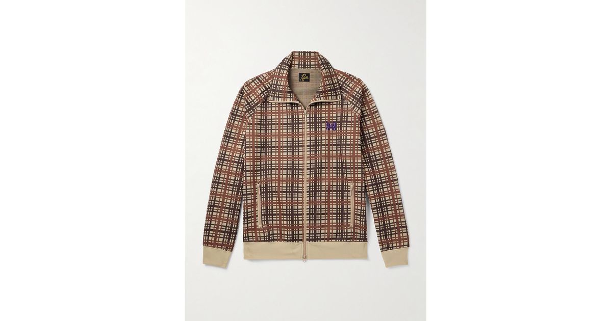 Needles Logo-embroidered Checked Jacquard-knit Track Jacket in Brown ...