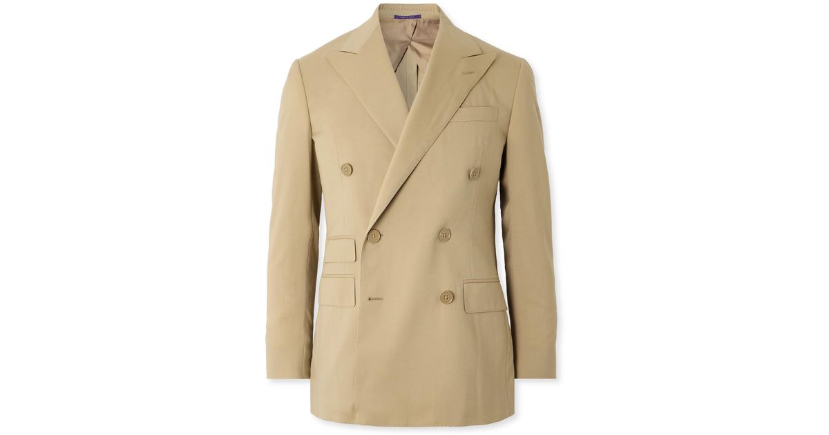 Ralph Lauren Kent Double-breasted Wool Suit Jacket in Natural for Men ...