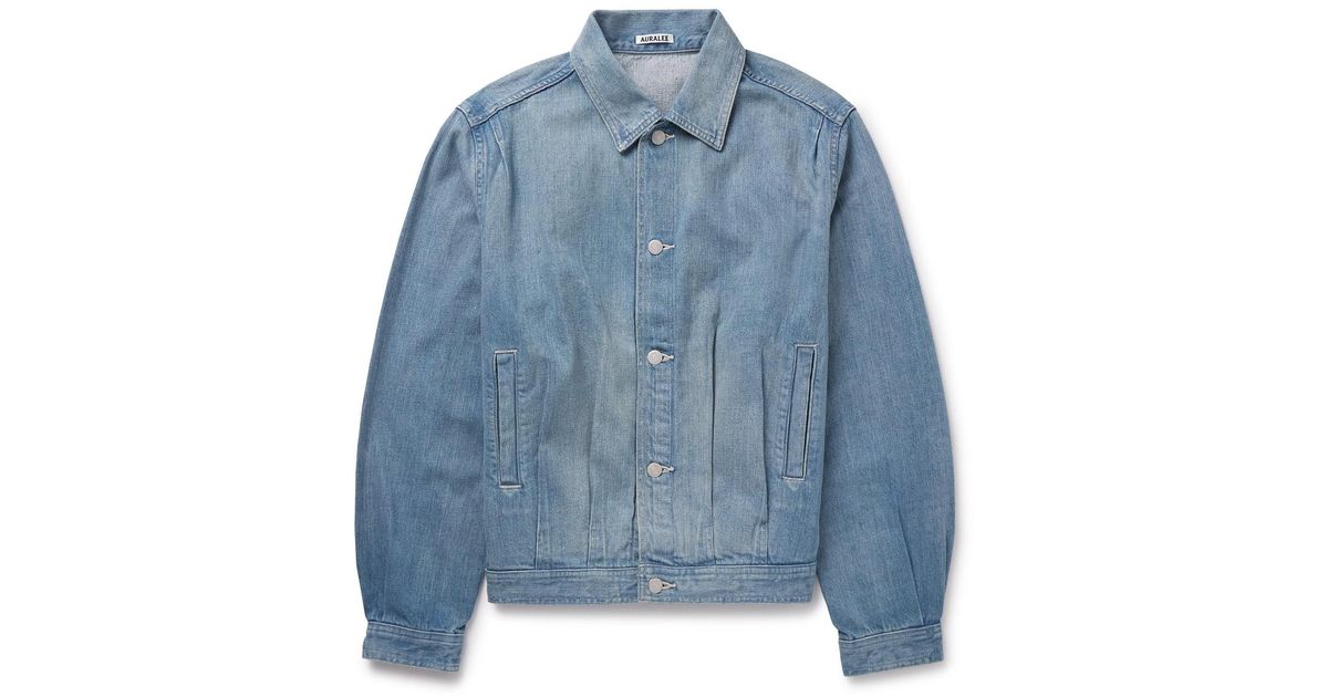 AURALEE Pleated Selvedge Denim Jacket in Blue for Men | Lyst