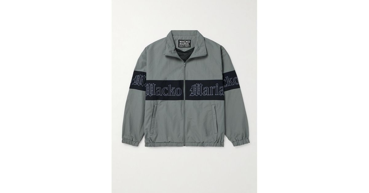 Wacko Maria Logo-Embroidered Colour-Block Nylon Track Jacket in Grey ...