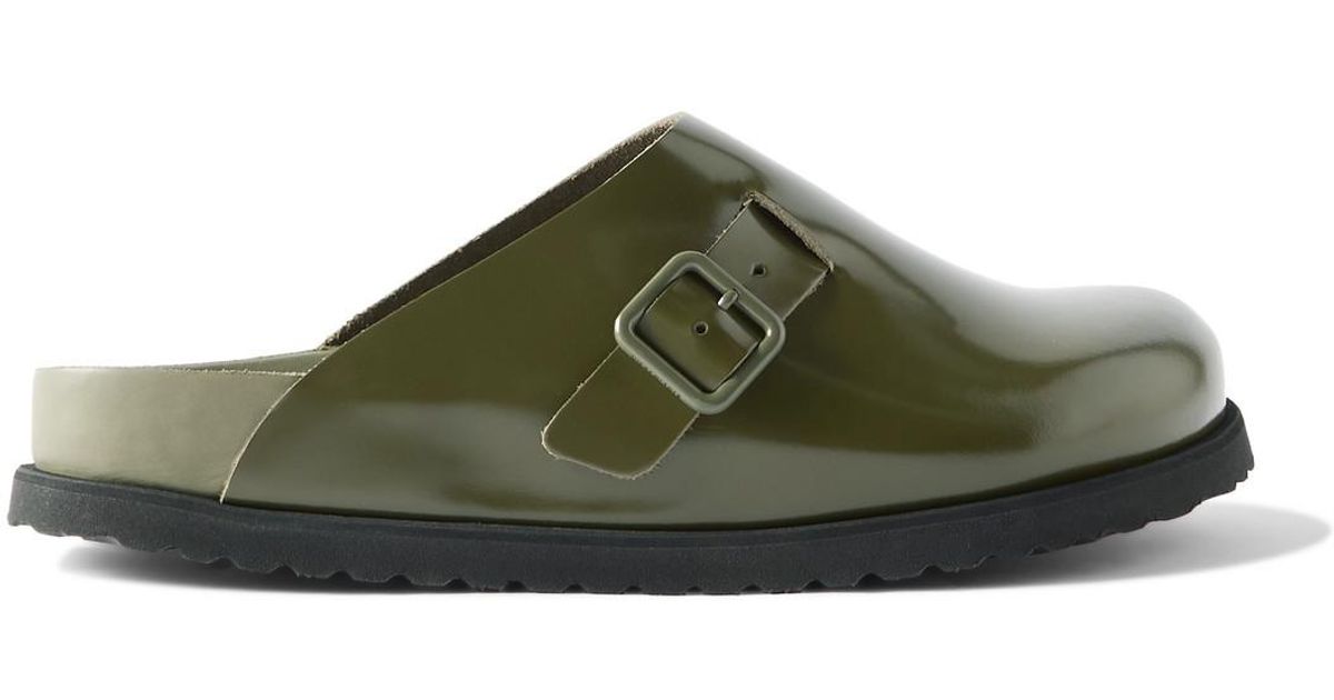 Birkenstock 33 Dougal Buckled Glossed-Leather Clogs in Green for Men | Lyst