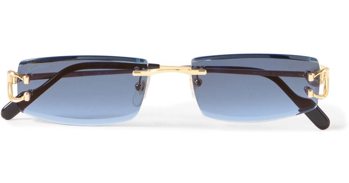Cartier C De Cartier Rimless Rectangle-frame Gold-tone Sunglasses in ...
