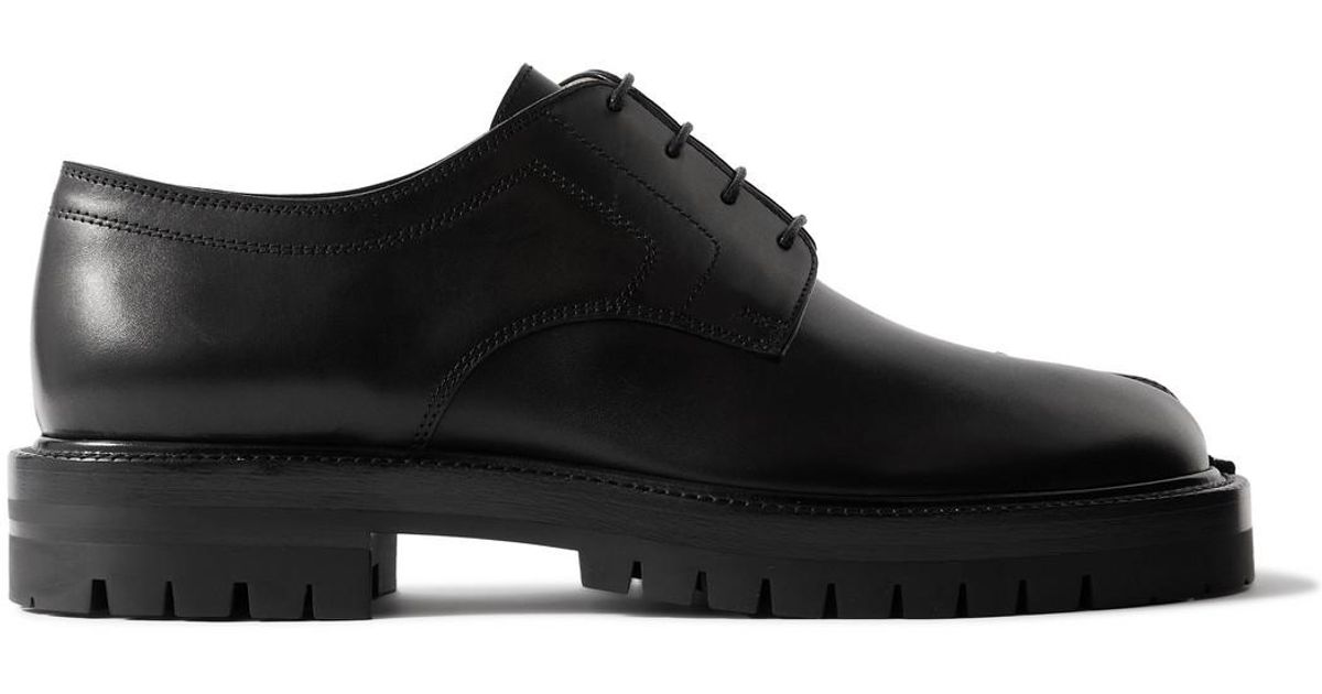 Maison Margiela Tabi Split-Toe Leather Derby Shoes in Black for Men | Lyst