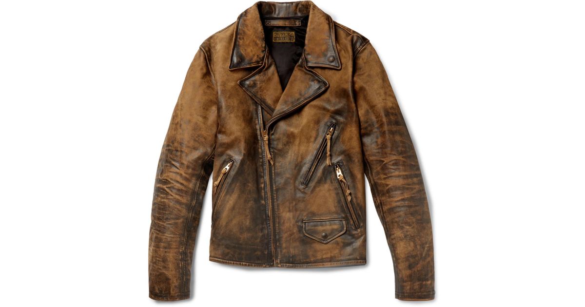 RRL Distressed Leather Biker Jacket in Brown for Men | Lyst RRL Distressed Leather Biker Jacket in Brown for Men | Lyst