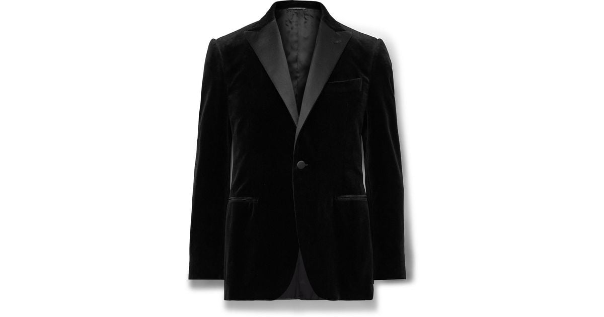 Canali Slim-fit Satin-trimmed Cotton-velvet Tuxedo Jacket in Black for ...