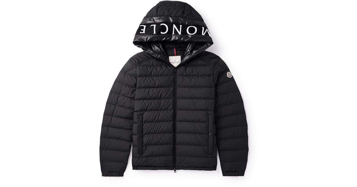 Moncler Logo-Print Quilted Shell Hooded Down Jacket in Black for Men | Lyst
