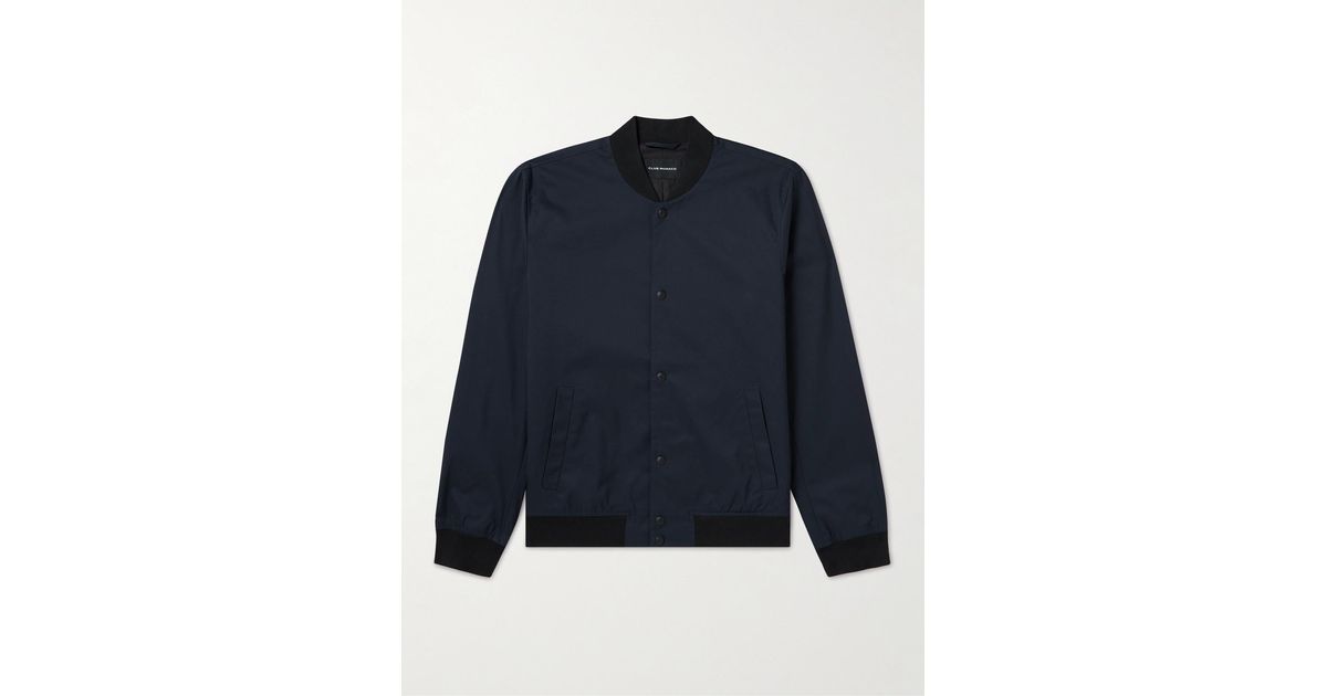 Club Monaco Refined Stretch Cotton-blend Bomber Jacket in Blue for Men ...