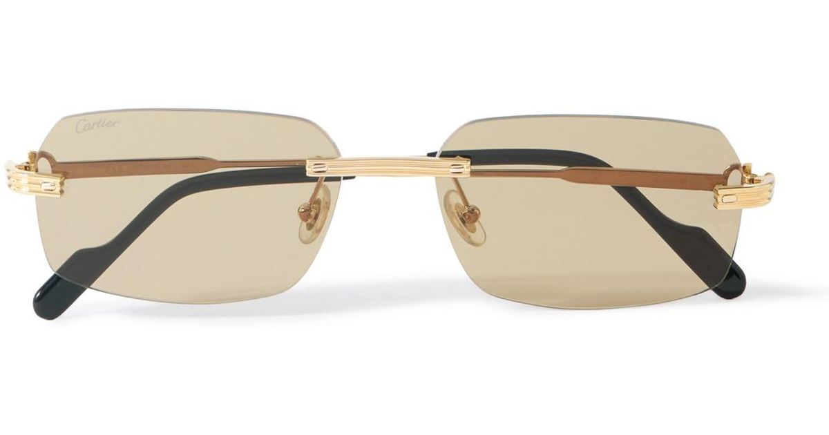 Cartier Rimless Rectangular-Frame-Tone Sunglasses in Natural for Men | Lyst