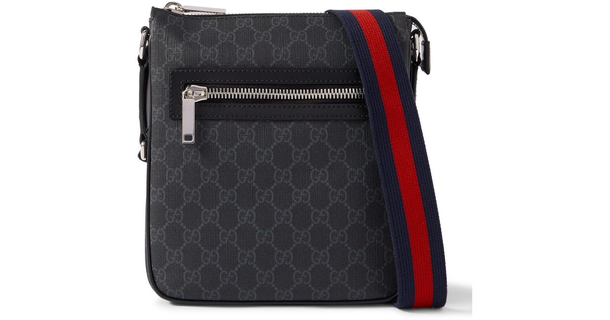 Gucci Gg Leather-Trimmed Monogrammed Supreme Coated-Canvas Messenger ...