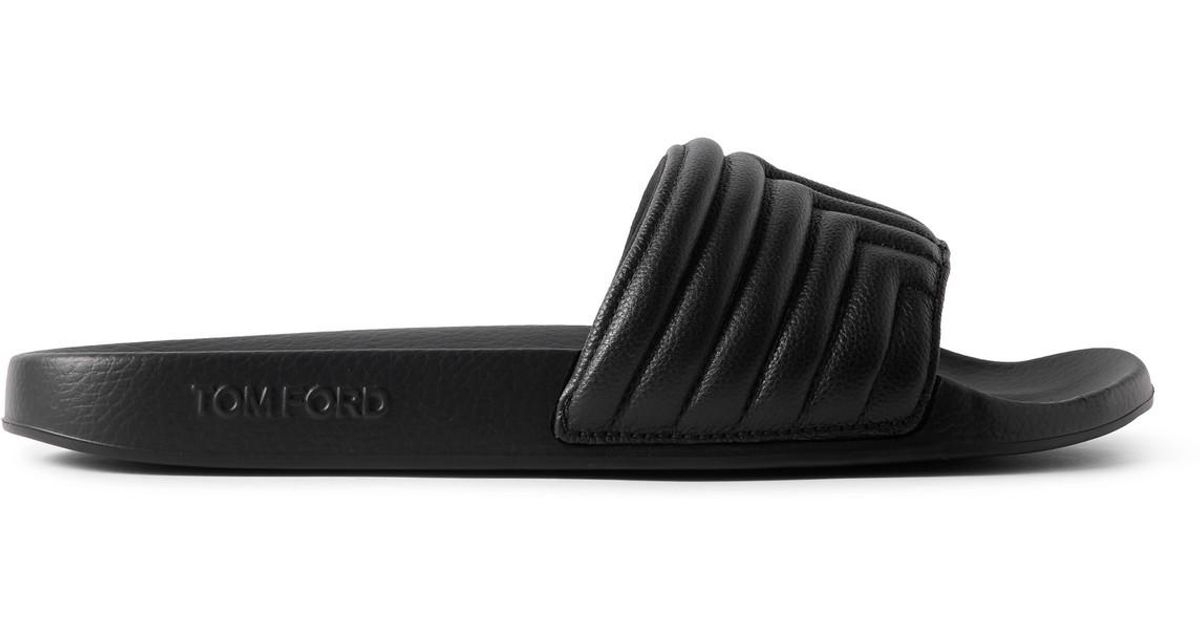 Tom Ford Harris Quilted Leather Slides in Black for Men | Lyst