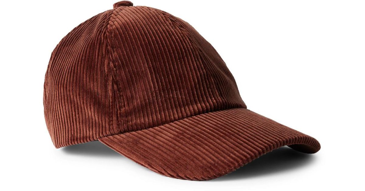 MR P. Leather-Trimmed Cotton-Corduroy Baseball Cap in Brown | Lyst