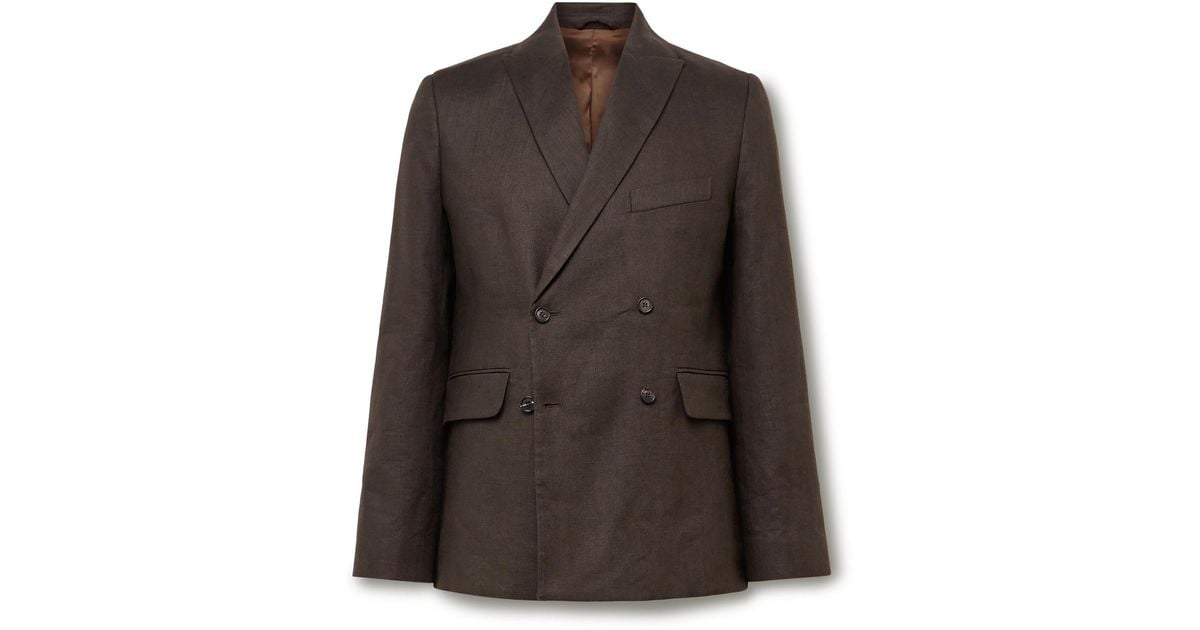 Bode Double-Breasted Linen Suit Jacket in Brown for Men | Lyst