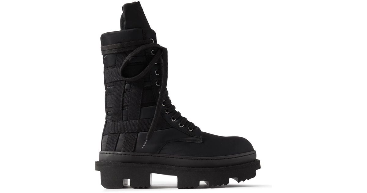 Rick Owens Army Megatooth Canvas And Shell Lace-up Boots in Black for ...