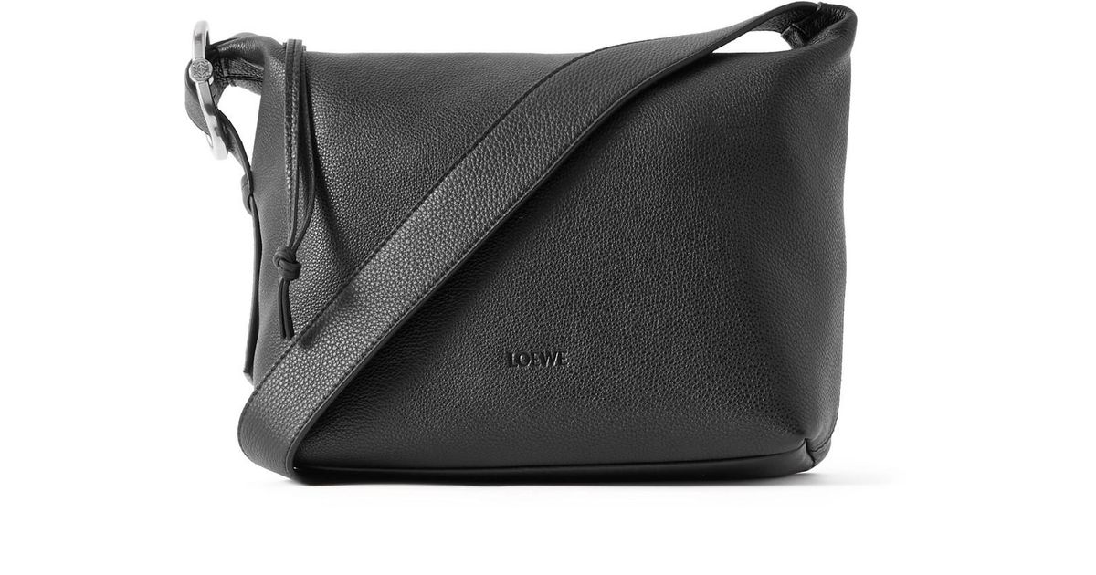 Loewe Loop Full-Grain Leather Messenger Bag in Black for Men | Lyst