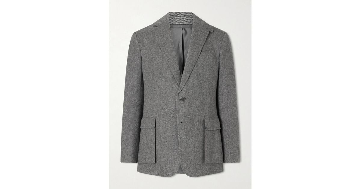 Ralph Lauren Herringbone Wool Jacket in Grey for Men | Lyst UK