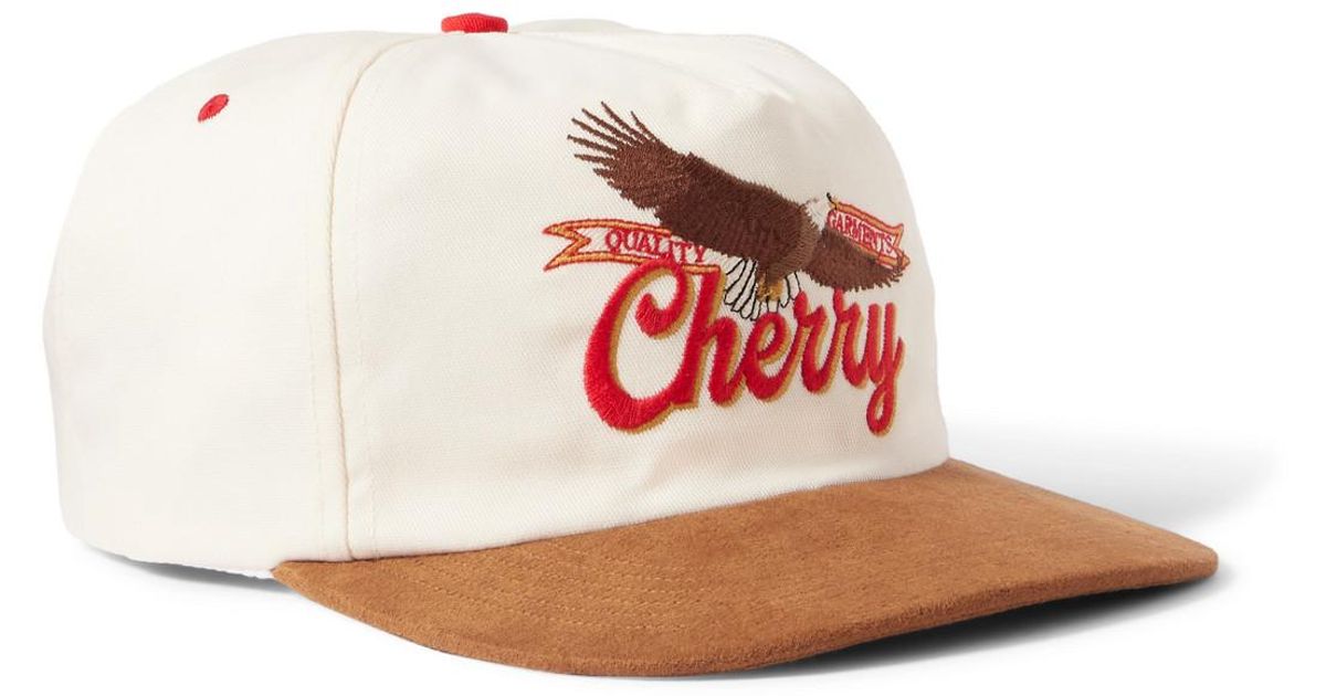 CHERRY LA Logo-Embroidered Cotton-Twill And Suede Baseball Cap in Pink ...