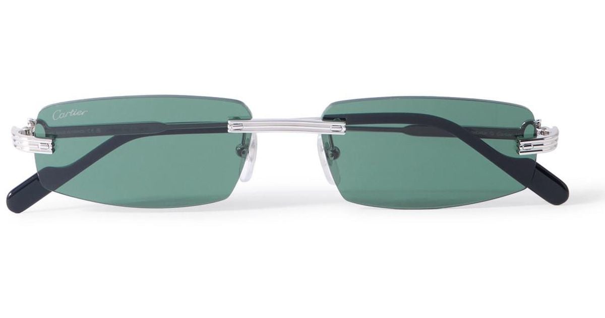 Cartier Rimless Rectangular-Frame-Tone Sunglasses in Green for Men | Lyst
