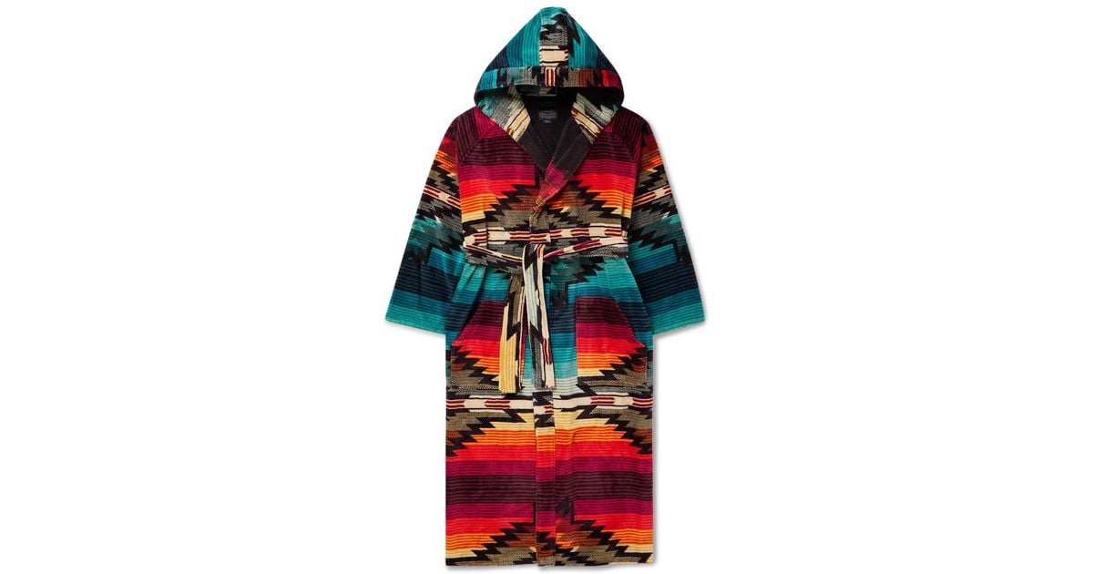 Pendleton Saltillo Hooded Cotton-terry Jacquard Robe in Red for Men | Lyst