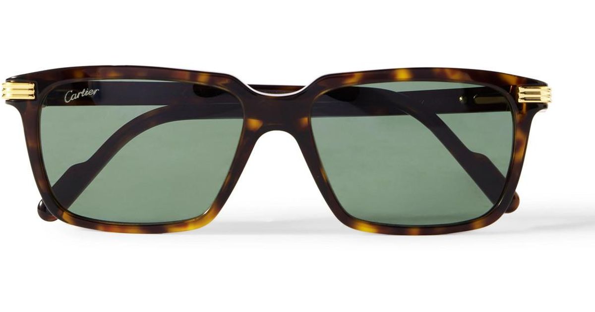 Cartier Rectangular-frame Tortoiseshell Acetate Sunglasses in Green for ...