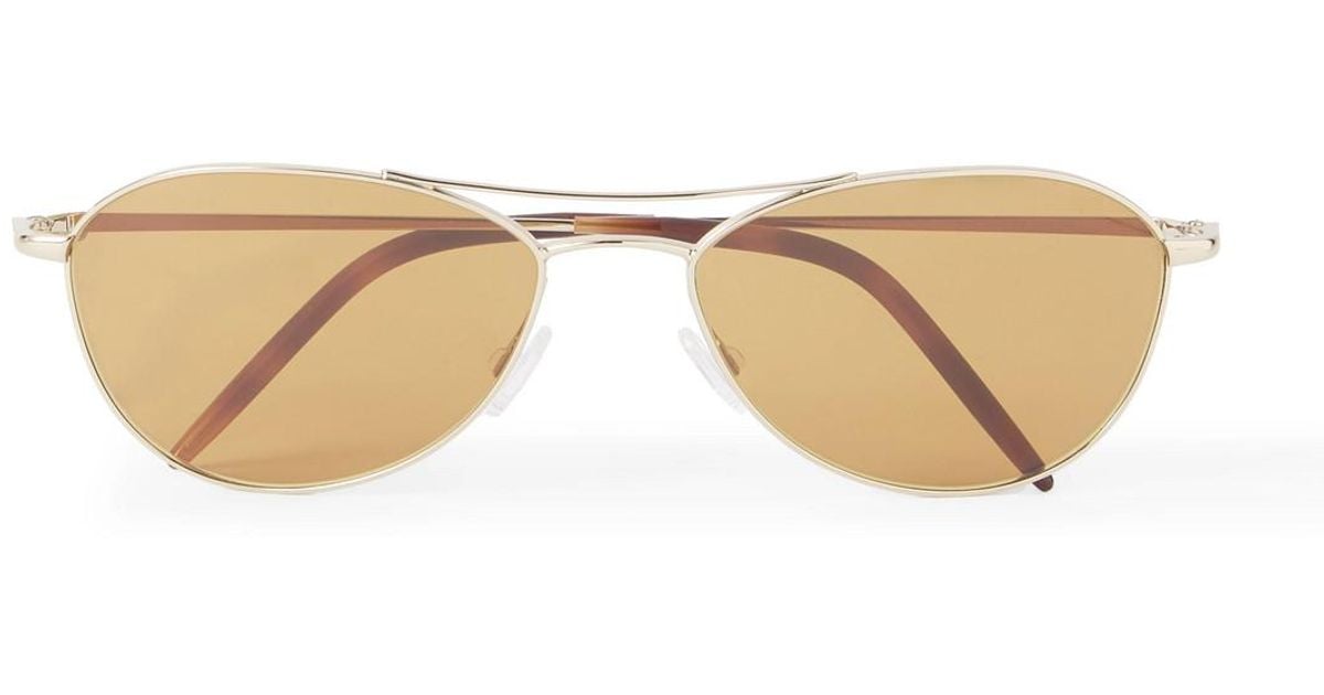 Oliver Peoples Aero Ii Aviator-style Gold-tone Sunglasses in Natural ...