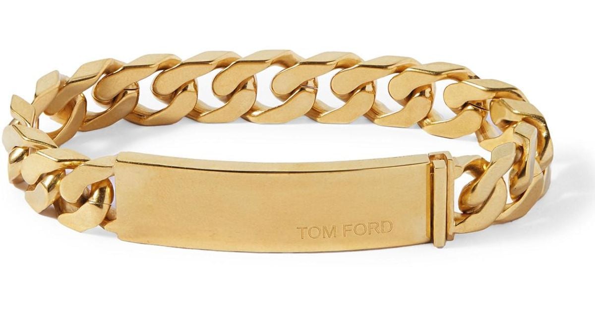 Tom Ford Logo-engraved Gold-plated Chain Bracelet in Metallic for Men ...