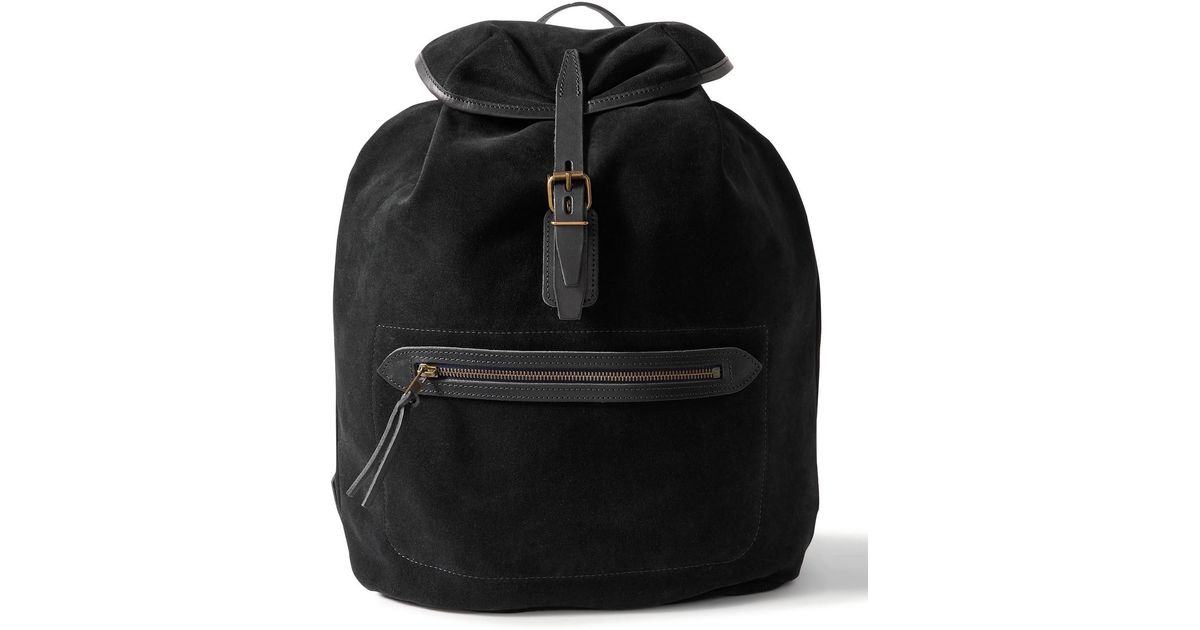 Bleu De Chauffe Camp Leather-Trimmed Suede Backpack in Black for Men | Lyst