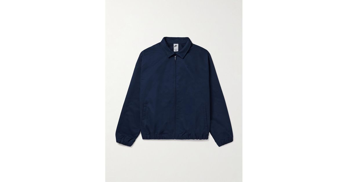 Nike Logo-Embroidered Cotton-Twill Harrington Jacket in Blue for Men ...