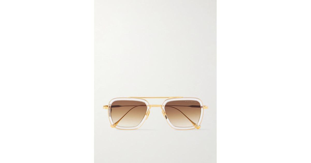 Dita Eyewear Aviator-Style-Tone And Acetate Sunglasses in Natural for ...