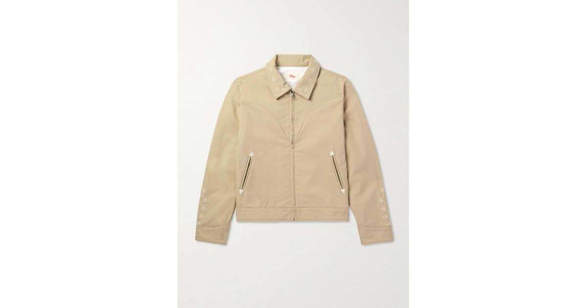 CHERRY LA Charro Embroidered Cotton-blend Twill Jacket in Natural for ...