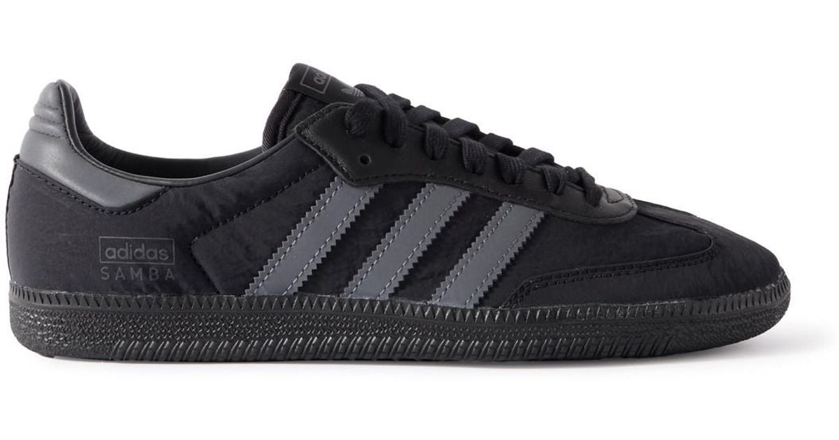 adidas Originals Samba Og Leather-trimmed Shell Sneakers in Black for ...