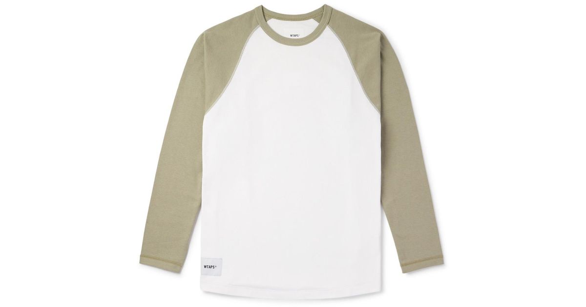 WTAPS Ian Logo-appliquéd Two-tone Cotton-jersey T-shirt in White for Men | Lyst