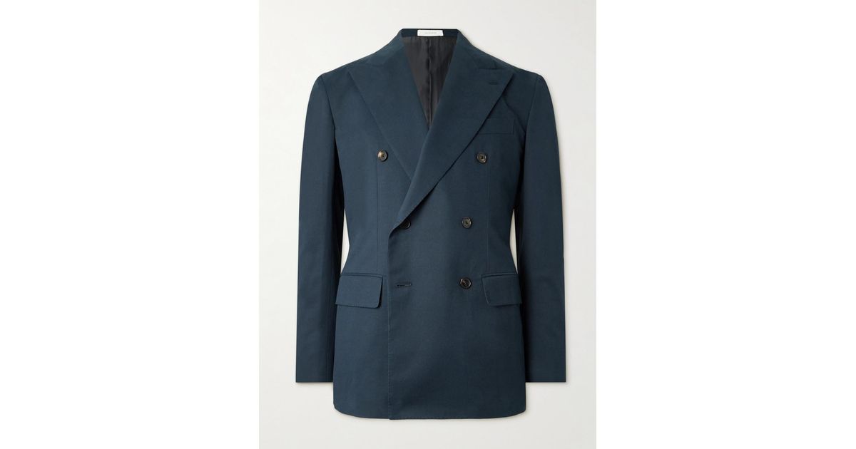 Umit Benan Pietro Double-breasted Cotton-blend Twill Suit Jacket in ...
