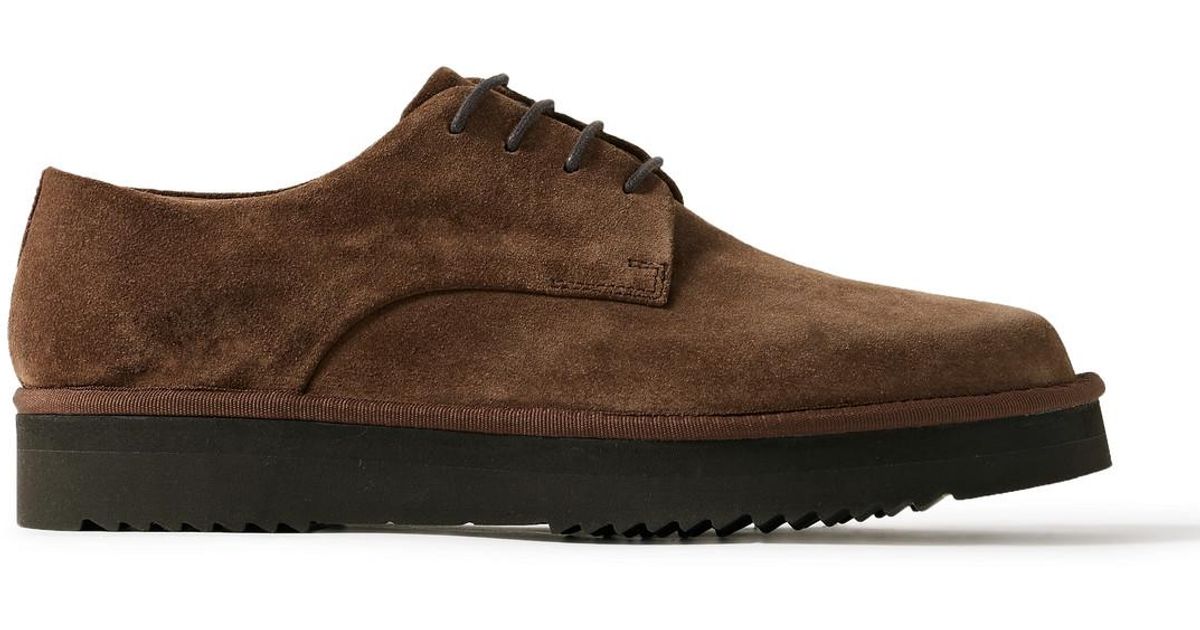 Grenson Byron Webbing-Trimmed Suede Derby Shoes in Brown for Men | Lyst