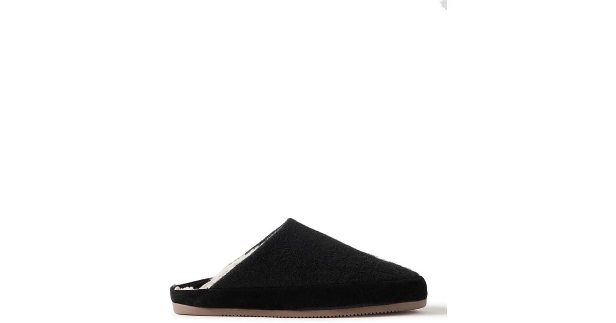 Mulo Suede-trimmed Shearling-lined Wool Slippers in Black for Men | Lyst
