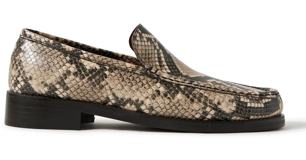Acne Studios Boafer Snake-effect Leather Loafers in Brown for Men | Lyst