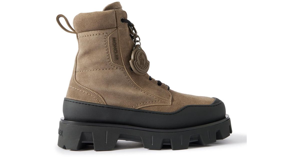 Moncler Peak Path Suede Lace-Up Boots in Brown for Men | Lyst