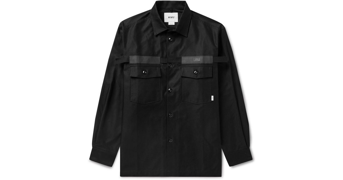 WTAPS Webbing-trimmed Logo-embroidered Cotton Overshirt in Black for ...