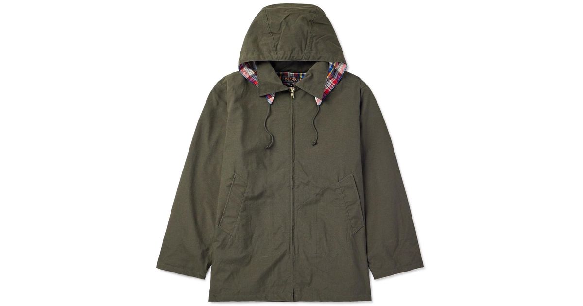 Beams Plus Sportsman Nylon Hooded Coat in Green for Men | Lyst