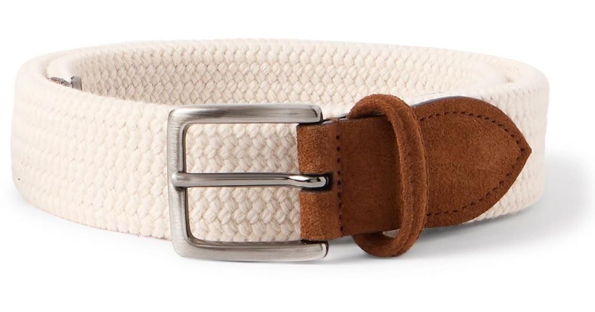Anderson's 3.5cm Suede-trimmed Woven Wool Belt in Pink for Men | Lyst
