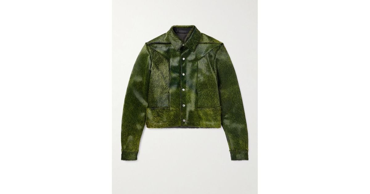 Rick Owens Alice Strobe Cropped Pony Hair Jacket in Green for Men | Lyst UK