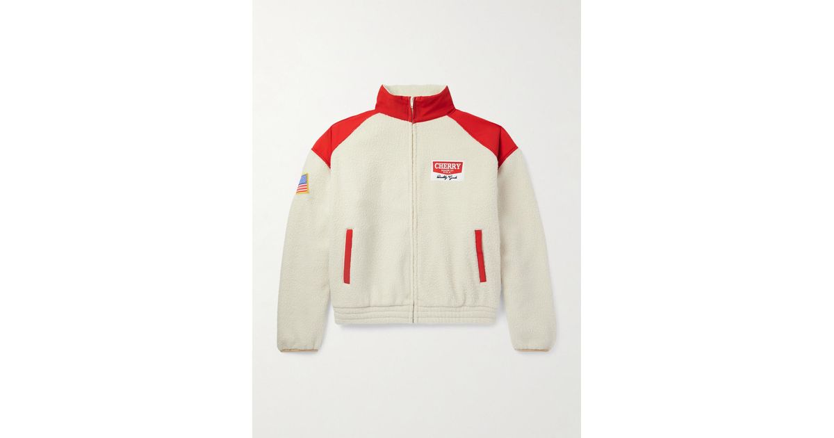 CHERRY LA Shell-Trimmed Logo-Appliquéd Fleece Jacket in Red for Men ...