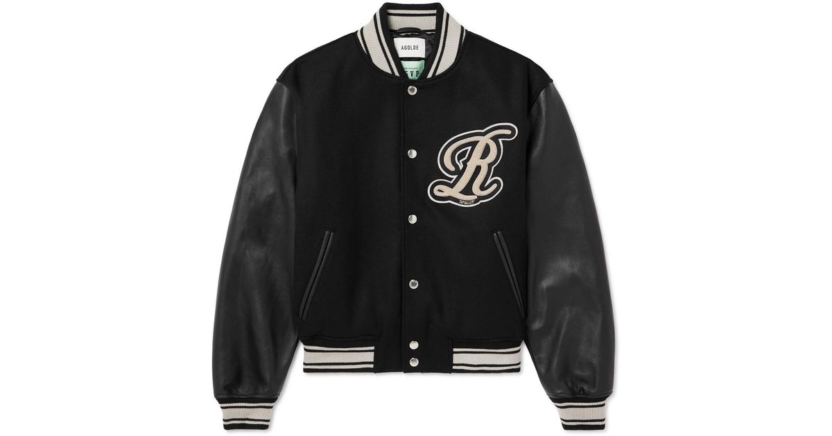 Agolde Rsvp Gallery Logo-Appliquéd Leather-Trimmed Wool-Blend Felt ...