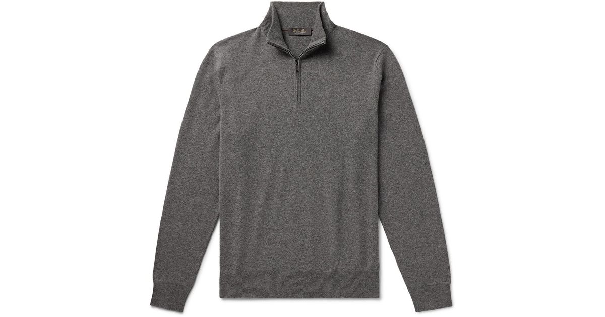 Loro Piana Slim-Fit Baby Cashmere Half-Zip Sweater in Gray for Men | Lyst